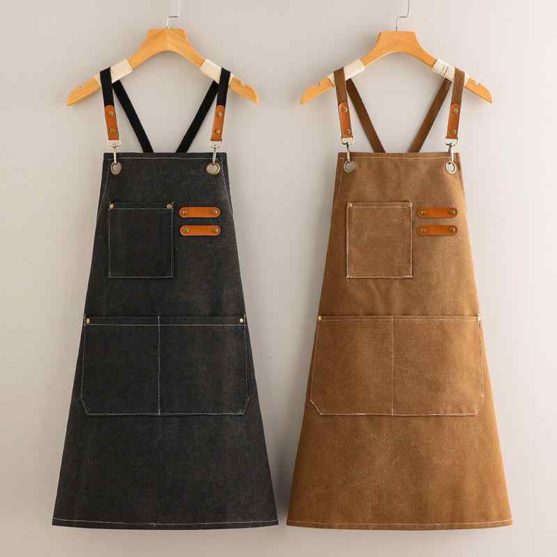 ・カテゴリ: エプロン・種類: 袖なし・用途: 汚れ防止・素材: キャンバス・サイズ: フリーサイズ・スタイル: アメリカンカントリー・柄: 無地・カラー展開: ブラック、グレー、コーヒー、ブルー