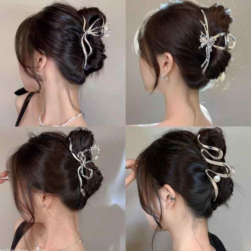 ・カテゴリ: ヘッドアクセサリー・種類: ヘアクリップ・対象: 女性・主な素材: 合金・加工方法: 電鍍・スタイル: 韓国風・スタイル分類: フレッシュスイート・モチーフ: 蝶々結び・デザイン: 不規則・カラー展開: シルバー、ゴールド、ブ...