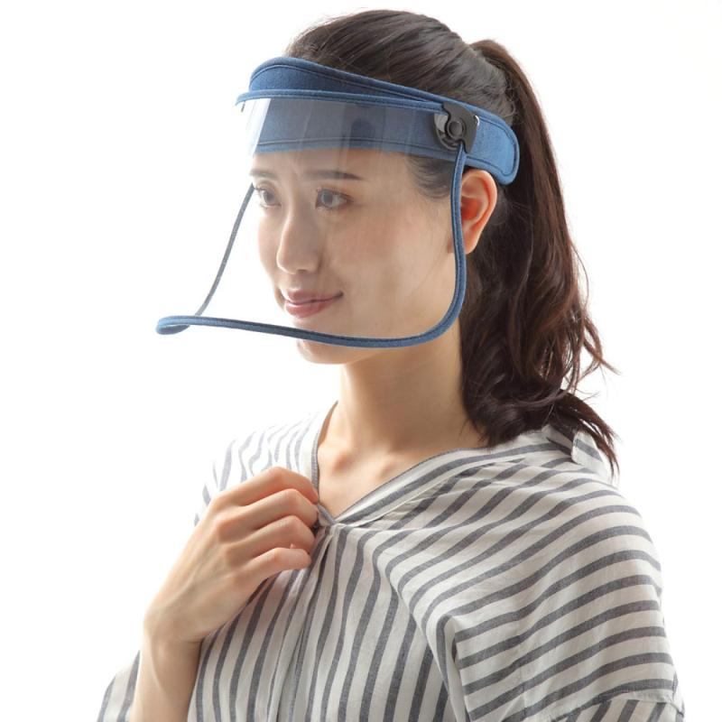 [昭和光学株式会社] UV・透明・クリアフェイスバイザー UVカット ズレない つば広 飛沫防止 雨・風対策 花粉対策 レインバイザー【ワイド＆ロングタイプ】サイズ：適応頭囲52～62cm　ツバの長さ：17cm重量：約130g