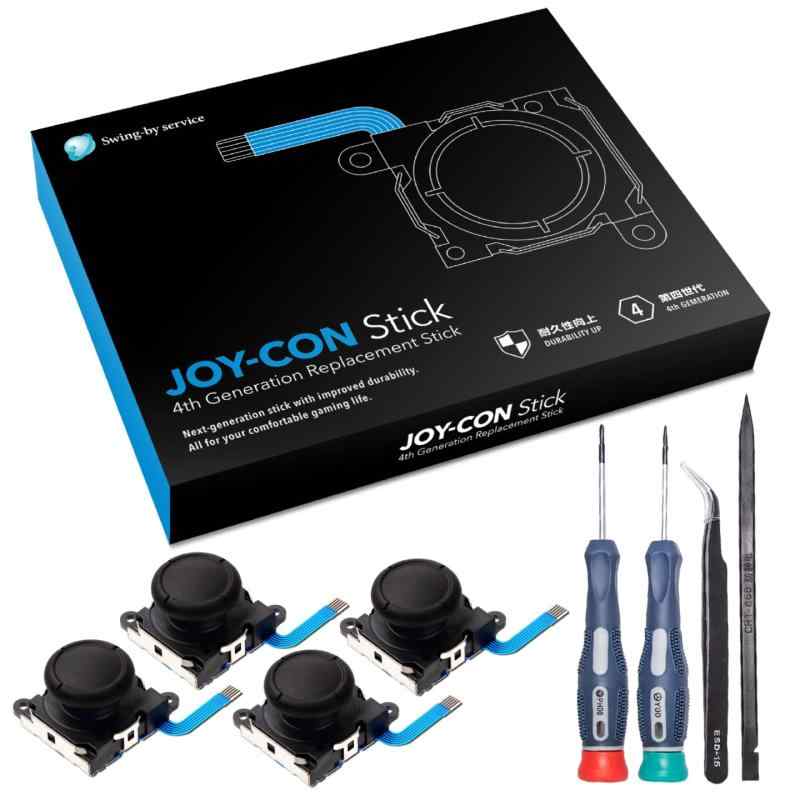 【高耐久4世代・修理店推奨部品】Switch修理 ジョイコン修理キット スティック4個・工具4点（修理マニュアル付き）Switch/Switch 有機ELモデル対応 ジョイコン修理 Swing-by serviceオリジナル修理スティック補...