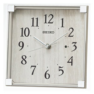 ナチュラルな空間に彩りを添える木目柄置時計【仕様】●枠材：プラスチック枠（薄グレー）●前面：ガラス●サイズ・重さ：162×164×75mm 320g●電池：単3（アルカリ）×1(電池寿命約1年間)●機能電波修正機能（40kHz/60kHz自...