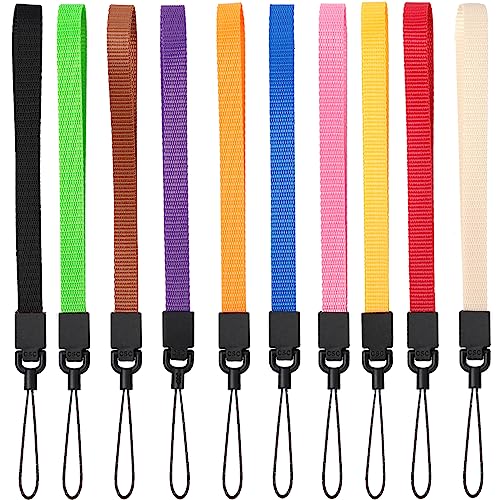 長さ：全長約21.5cm， ロープはば ：1.0cm; 10個入り，10色:ブラック、グリーン、コーヒーカラー、パープル、オレンジ、ブルー、ピンク、イエロー、レッド、ベージュ.適用な場合：ハンドストラップはカメラ、携帯電話、スマホ、スマホケ...