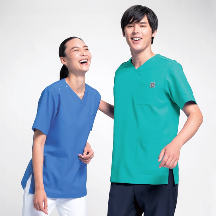 【スクラブ白衣 男女兼用】ストレッチ「カラー豊富に全20色！」SEK制菌・制電 S〜3L イージーケア/看護ウェア ◆ ストレッチ しなやかに伸びるストレッチ素材を 採用し、医療現場でのあらゆる動作 にしっかり対応したスクラブ白衣。 ◆ 制...