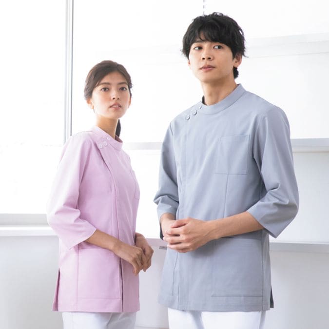 【ケーシー白衣 七分袖】男女兼用・ストレッチ「透け防止＆吸汗」SEK制菌・工業洗濯可・制電 SS〜5L 6色 / ナースウェア 【ケーシー白衣 七分袖】男女兼用・ストレッチ「透け防止＆吸汗」SEK制菌・工業洗濯可・制電 SS〜5L 6色 /...