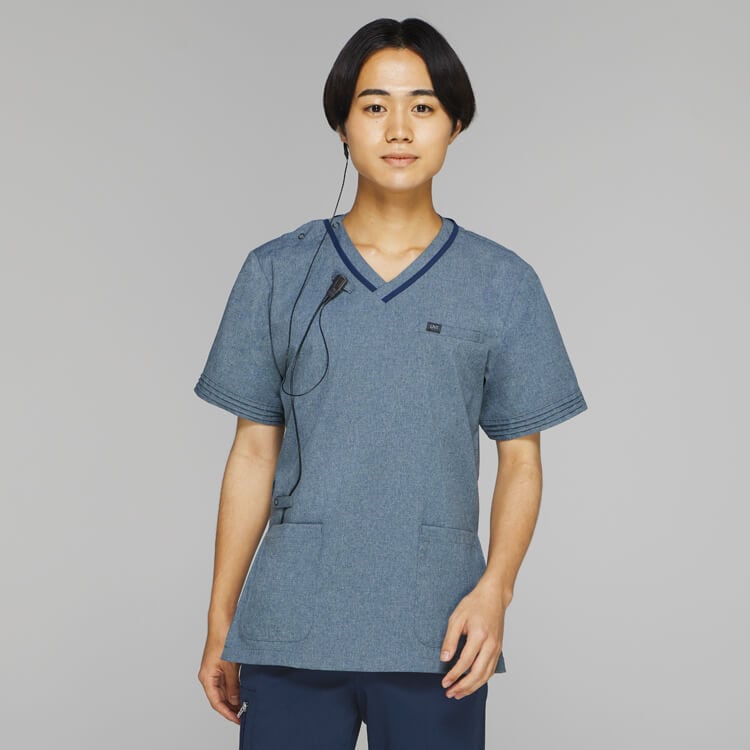 【スクラブ白衣 男女兼用】ストレッチ「制電＆制菌」工業洗濯可 SS〜5L 3色 ドクター / 看護ウェア ◆ ストレッチ 程よいストレッチ性による動き やすさとフィット感が着心地を 向上させるドクターウェアにもおすすめ医療スクラブ。 ◆ 制...