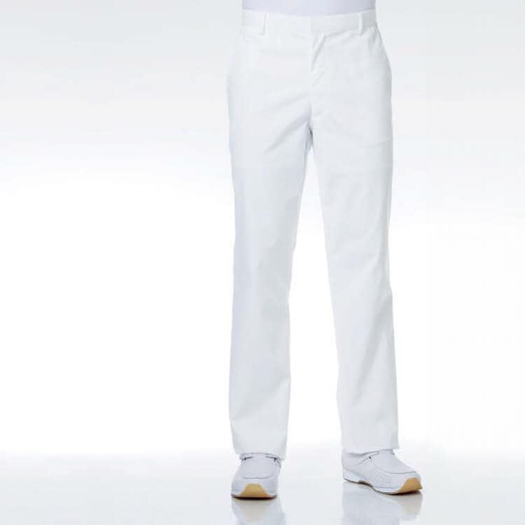 【白衣ズボン メンズ】 医師パンツ・抗ウイルス・抗菌消臭・ノータック白スラックス 70〜130cm / ドクター &nbsp; ◆ 抗ウイルス加工 繊維上の特定のウイルスの 数を減少させる医療白衣パンツメンズ。 &nbsp; ◆ 抗菌防臭加...