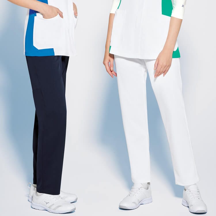 【ミズノ スクラブパンツ】 MIZUNO・男女兼用・ストレッチ・制電・透け防止・工業洗濯可 SS〜5L ホワイト ネイビー 看護師ズボン/ドクタースラックス &nbsp; ◆ ストレッチ 伸縮性に富んだストレッチ素材。程よいフィット感が特徴...