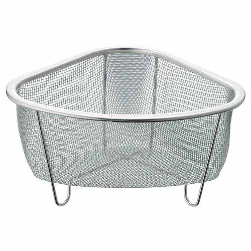 ■工房アイザワの日本製のステンレス製三角コーナーです。 【ミニ】はかなり小さいので少量用です。 ■底が斜めになっているので抜群の水切性を発揮します。 ■「織網」はワイヤーを交互に交差させて編んだアミで出来ています。一般的なザルと同じアミです...