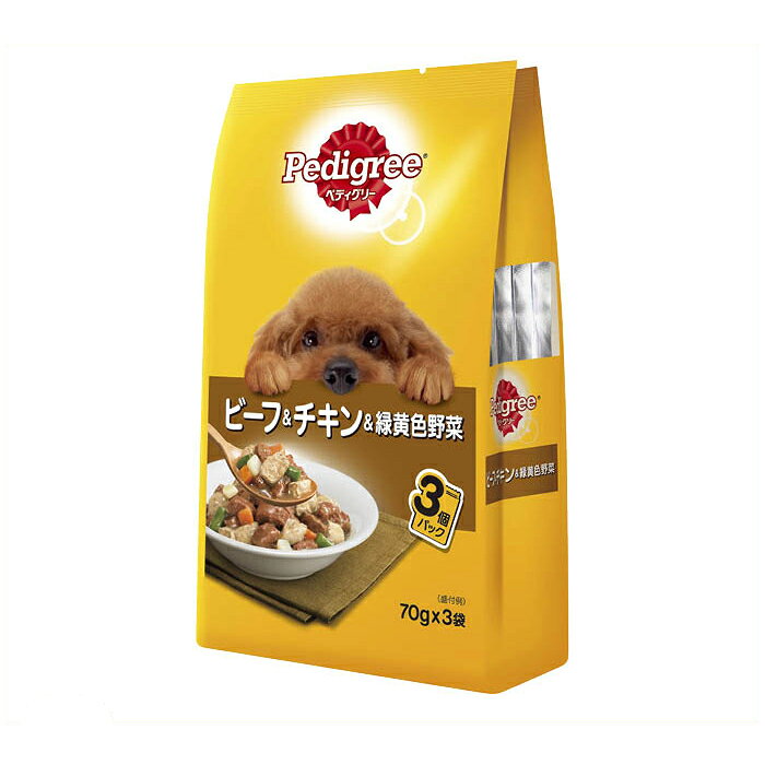 [特長]:■愛犬に必要な栄養がきちんとつまったバランスの取れた総合栄養食です。■愛犬の大好きな旨みたっぷりのビーフとチキンに、ビタミン豊富な緑黄色野菜を加えました。[原材料]:■肉類(チキン、ビーフ)、野菜類(にんじん、いんげん、じゃがいも...