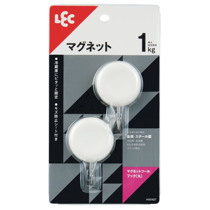 [仕様]：■サイズ　縦40×横25×高さ65mm■素材 支持部/ABS樹脂、フック/ステンレス鋼線■原産国　中国[商品説明]：■マグネットで冷蔵庫などの金属面に取付けられるフック。■取付部のマグネットにはキズ防止シートがついているので設置面...