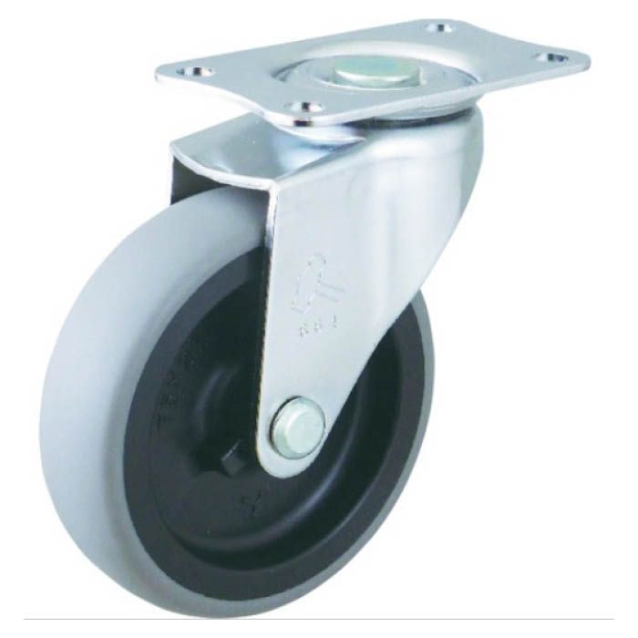 [仕様]：■車輪：エラストマー■車輪サイズ　75mm■耐荷重　40kg■取付高　92mm■形状　自在■ストッパー　無し■取付穴径　6.5mm[用途]：■エラストマー材質で色移りしない■硬質車輪に無いソフトで静かな走行性能【入数：1】