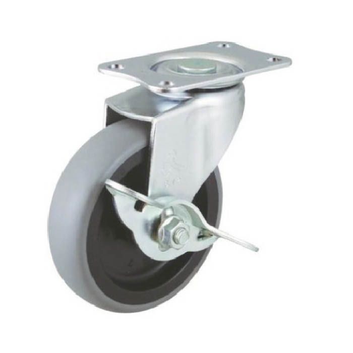 [仕様]：■車輪：エラストマー■車輪サイズ　75mm■耐荷重　40kg■取付高　92mm■形状　自在■ストッパー　有り■取付穴径　6.5mm[用途]：■エラストマー材質で色移りしない■硬質車輪に無いソフトで静かな走行性能【入数：1】