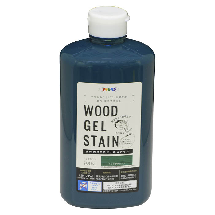 [特長]：■布ですり込むように仕上げるジェルタイプの塗料です。■豆由来の天然ジェル化剤を配合しているので、塗りやすく、ムラになりにくく、きれいな仕上がりになります。■木目を生かした美しいステイン仕上ができ、日光や雨に強く耐候性が優れています...