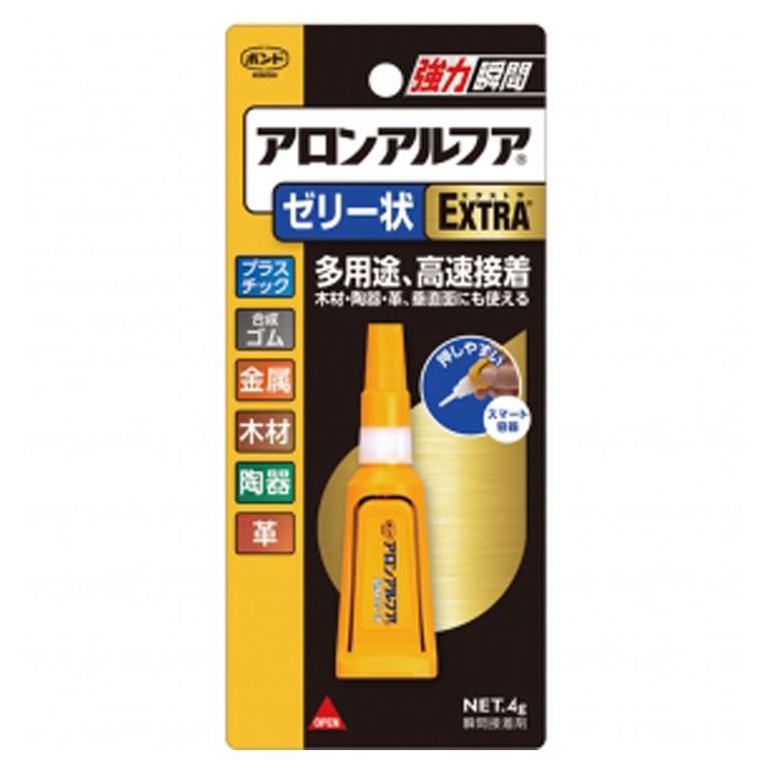 [特長]■強力で用途も広く、ゼリー状なのでタレにくい■凹凸面にも使えます■接着スピードが速い[用途]■金属・プラ模型の製作。■電化製品・機械類の組立と補修に