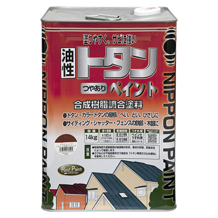 [特長]： ■日光や風雨に対して、優れた耐久性を持つ合成樹脂塗料です。■さび止め効果に優れ、トタンを保護します。■トタンに対する密着性に優れ、美しい色とツヤが長持ちします。[用途]：■屋根、下見板、ひさしなどのカラートタン・トタンの塗り替え...