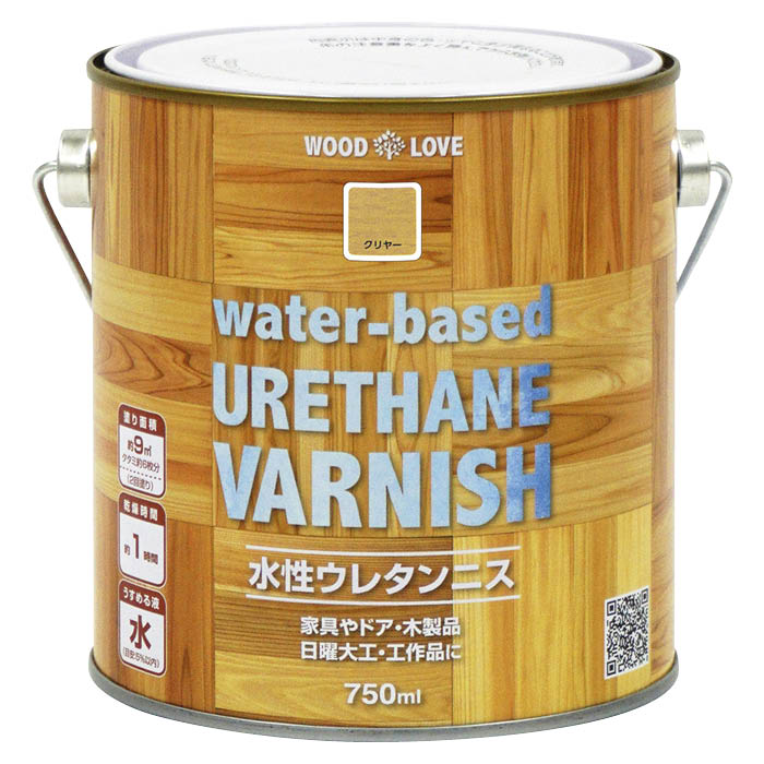 [特長]： ■臭いが少なく、塗りやすい水性塗料です。■乾燥後、硬い塗膜ができます。■着色とニス塗りが同時にでき、木目を生かした美しいつやに仕上がります。[用途]：■家具やドア・木製品・日曜大工・工作品に。屋内で使用する木製家具や工作品に。