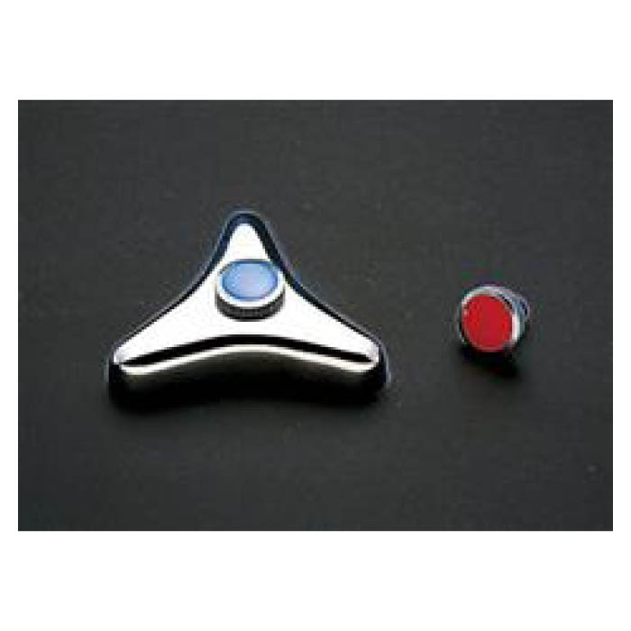 [特長]：■金具三角ハンドル■金具製■ねじ径 W3／16山24■青・赤小ねじ付き