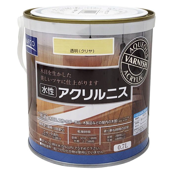 [仕様]：■着色とニス塗りが同時にでき、木目を生かした美しいツヤに仕上がります。■水性塗料なので塗りやすく、用具の後始末も水でできます。[用途]：■屋内用 ■木工品、工作・ホビー用品、木製品などの屋内の木部。（床を除く）