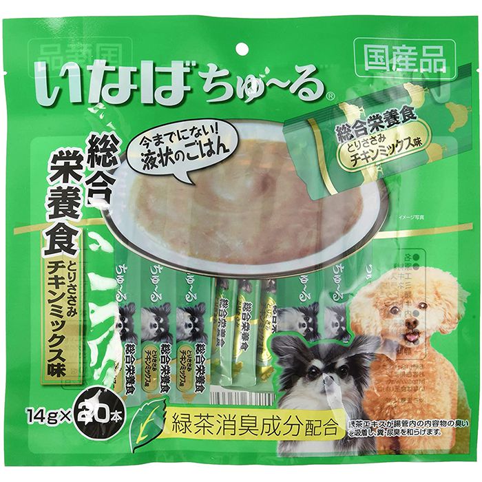 [特長]:■ちゅーるの総合栄養食タイプ[原材料]:■鶏肉(ささみ)、鶏脂、チキンエキス、酵母エキス、タンパク加水分解物、増粘剤(加工でん粉)、ミネラル類(Ca、Fe、Cu、Mn、Zn、I、K)、増粘多糖類、ビタミン類(A、D3、E、B1、葉...