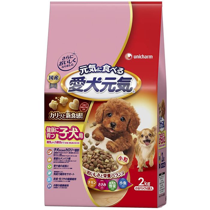 [特長]:■子犬のためのカロリー設計■可愛らしいハート粒入り■離乳から1歳頃までの子犬に適した栄養バランス設計■妊娠・授乳期の母犬にも適した栄養バランス■口が小さな子犬でも食べやすい小粒タイプ[原材料]:■穀類(トウモロコシ、小麦粉、コーン...
