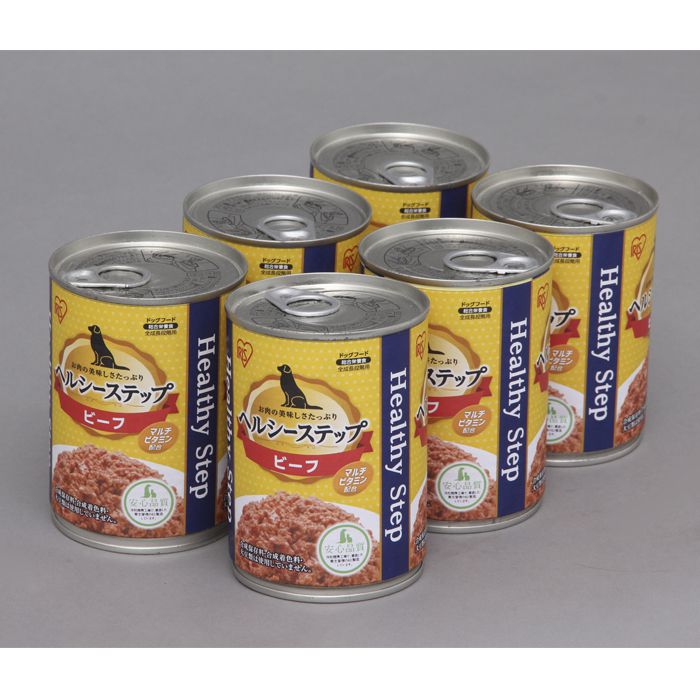 [特長]：■マルチビタミンを配合しています。■お買い得な6缶パックです。[原材料]：■肉類（鶏肉・牛肉）、でん粉類、食塩、増粘安定剤（カラギナン）、ミネラル類（Ca・K・Fe・Mn・Zn・l）、ビタミン類（A・B1・B2・B3・B12・D3...