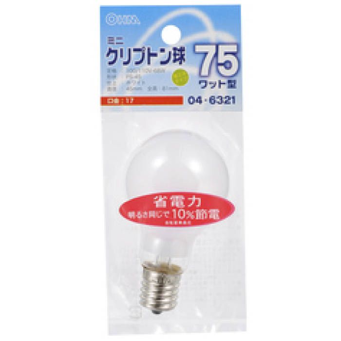 【 仕 様 】■ 定格：100／110V-68W■ 形状：PS-45■ 仕上げ：ホワイト■ 直径：45mm 全高：81mm■ 口金：E17※ 屋内専用（屋外使用禁止）