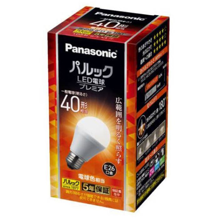 [詳細]：■種別：一般電球タイプ　広配光STDタイプ　4.4W■光色：電球色相当■口金：E26■周波数：50/60Hz共用■定格電圧：100V■定格入力電流：0.072A■全光束（ランプ単体の明るさ）：電球40形相当　485lm■消費効率：...