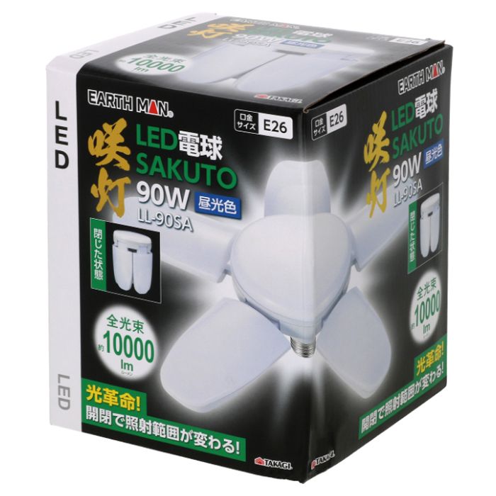 [仕様]：■定格電圧：AC100V■定格周波数：50/60Hz■定格消費電力：90W■全光束：約10,000lm■光色：昼光色■色温度：約6,500k■口金サイズ：E26■取り付け対応機種：SAKUTO55W（ナフココード：23256057...