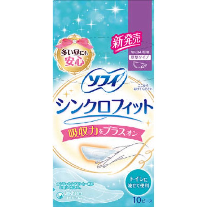 モレ安心、第3の生理用品シンクロフィット。体にはさんでナプキンに吸収力をプラスオン。