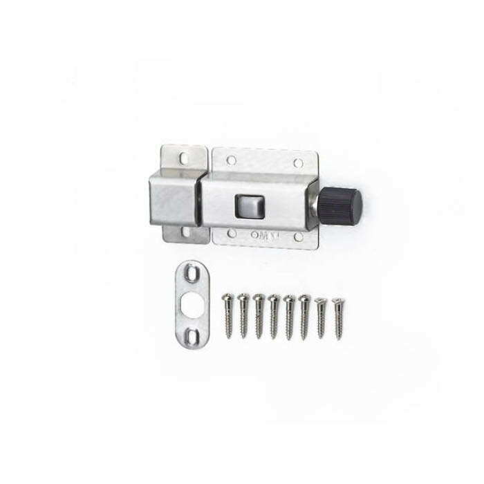 ■ワンプッシュでロックできるラッチです。■本体金具ビスピッチ：25mm。■