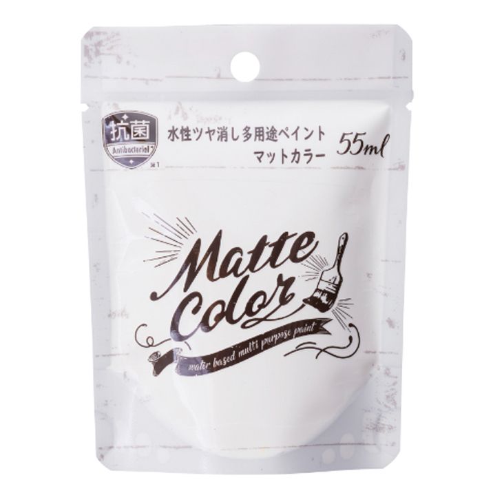 [仕様]：■水性で塗りやすく、低臭タイプの屋内外兼用塗料です。■木部・鉄部・コンクリート・カベ紙などに塗れます。■落ち着いたツヤ消し（マット調）に仕上がります。■抗菌効果があります。■使い切りタイプで、ゴミの処理が簡単です。[用途]：■屋内...