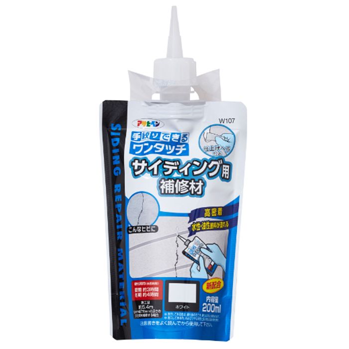 [仕様]：■パウチ容器なので、補修箇所に直接手で中身を押し出して使えます。■密着力が強く、耐久性に優れた窯業系サイディング補修材です。■耐候性に優れ、雨水の侵入から住まいを守ります。■補修後、水性塗料、油性塗料が塗れます。[用途]：■窯業系...