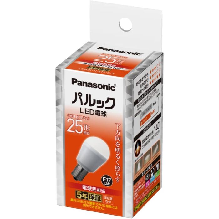 [特徴]：■明るさが下方向に集まるからダウンライトやスポットライトに（光の広がり約140度）■高い演色性　Ra80[仕様]：■種別：小形電球 下方向タイプ 2.9W■光色：昼光色相当■口金：E17■周波数：50/60Hz共用■定格電圧：10...