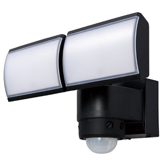 [特長]：■人や車の動きを検知して点灯する小型LEDセンサーライト■点灯モード（常夜灯、フラッシング）、調光、点灯時間などの細かな設定が可能■小型でも明るい2灯型（2000lm）■あらゆる角度から検知出来る■奥行き最大10m、検知角度は36...