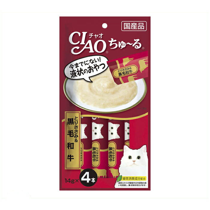 今までにない液状おやつ。食べきりやすい14g×4本。[原材料]:■鶏肉(ささみ)、和牛、ビーフエキス、タンパク加水分解物、糖類(オリゴ糖等)、植物性油脂、増粘剤(加工でん粉)、ミネラル類、増粘多糖類、調味料(アミノ酸等)、ビタミンE、紅麹色...