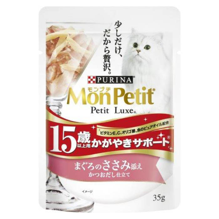 [特長]：■厳選されたまぐろにささみを添え、海の幸をぎゅっとつめこんだ贅沢なメニュー。シニアのネコちゃんにも食べやすい小さめフレーク仕上げ。■いつもの食事をちょっぴり贅沢に。ご褒美や特別なひとときにもぴったりな35g食べきりサイズ。[詳細]...