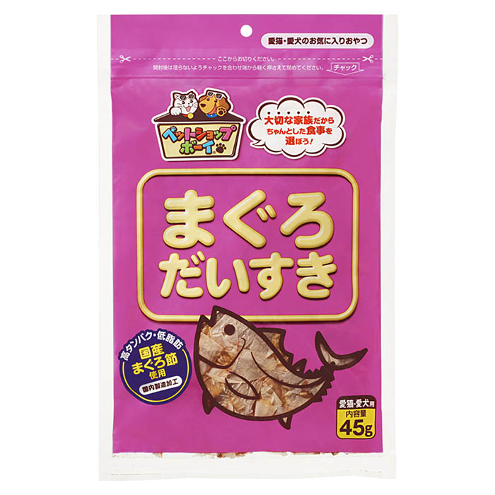 良質なまぐろ節を100%使用したおやつです。[特長]:■良質なまぐろ節を100%使用したおやつです。薄くスライスしていますので食べやすく、おやつに最適です。[原材料]:■まぐろ節[栄養成分表示]:■粗タンパク質65%以上粗脂肪1%以上粗繊維...