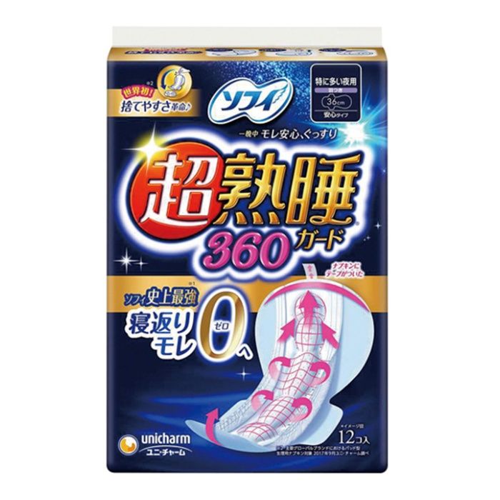 ソフィ史上最強の寝返りモレ0へ![特徴]:■"新"寝返りフィット吸収体で、ソフィ史上最強の寝返りモレ0へ!多い日の夜でも安心して超熟睡できます。しかも使用後は簡単に捨てられるくるっとテープつき。