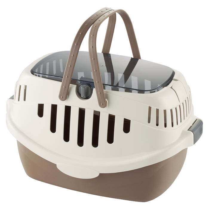 [特長]：上開き扉付なのでペットの出し入れに便利です。シートベルト固定機能付き。[原材料]：本体・持ち手／ポリプロピレン、扉／ポリスチレン、バックル・鍵／ABS樹脂、他