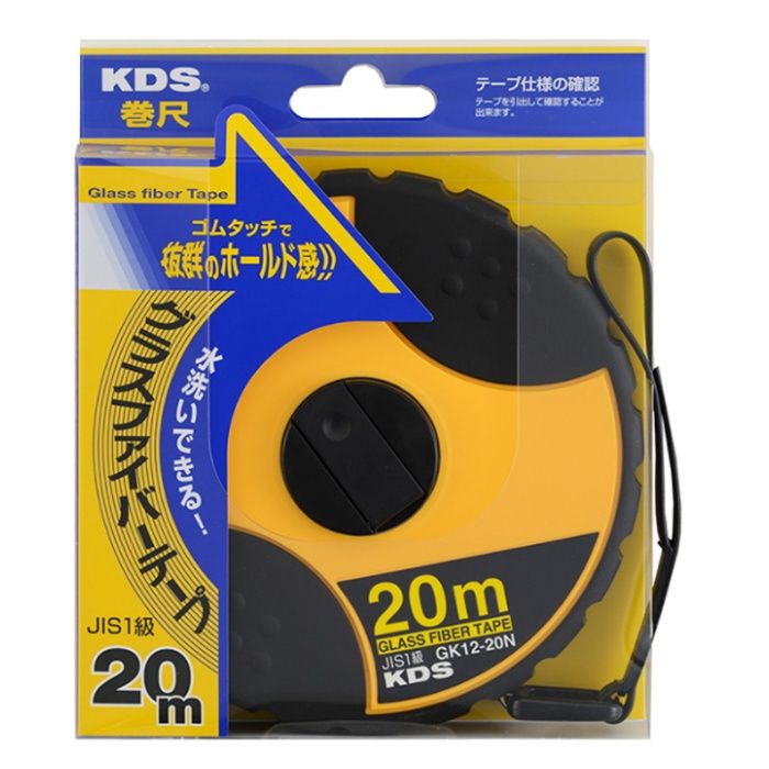 [仕様]：■水洗いできるグラスファイバー製テープ■JIS1級[特徴]：■引き出し、巻き取りがスムーズな手巻き式■白（2mm）、黄（5mm）ツートンカラー両面目盛