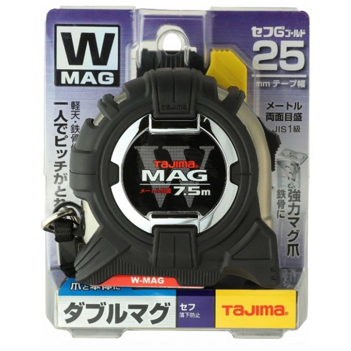 [仕様]■目盛仕様：メートル目盛、JIS1級、両面目盛■テープ幅：25mm■テープ長さ：7.5m[用途]■長尺7.5mテープ採用■一人でピッチ出しができる本体と爪のダブルマグ仕様