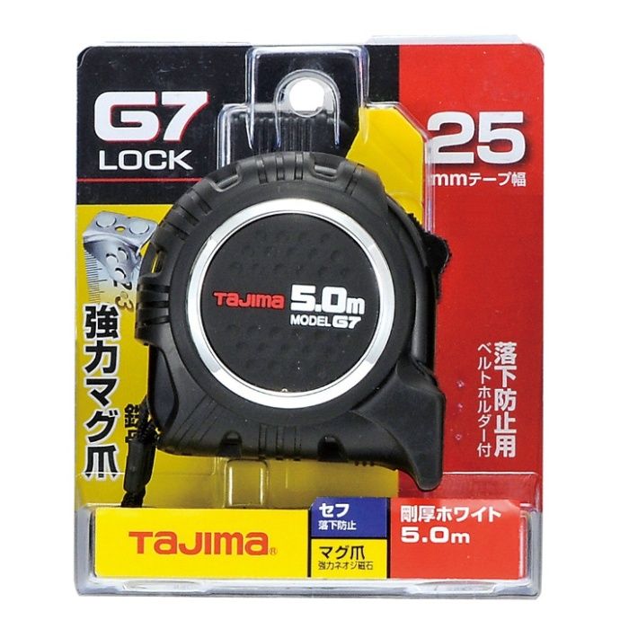 [仕様]■目盛仕様：尺相当目盛■テープ幅：25mm■テープ長さ：5m[用途]■片手で簡単脱着できる、落下防止用ベルトホルダー付■通常テープより測定距離が伸びる剛性力1.5倍のストロングテープ採用（当社比）