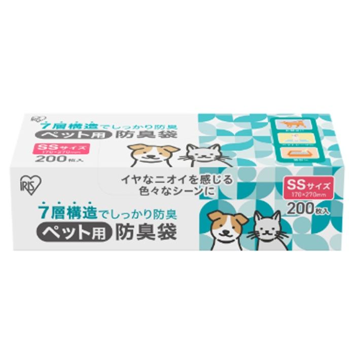 [特長]：■7層構造でしっかり防臭できるペット用防臭袋です。イヤなニオイを外に漏らさず、室内のニオイのお悩みを解決します。■お散歩に出かける際やペットシーツや猫砂の処理など、さまざまなシーンで大活躍します。■口を結んでそのままゴミ箱へ燃える...