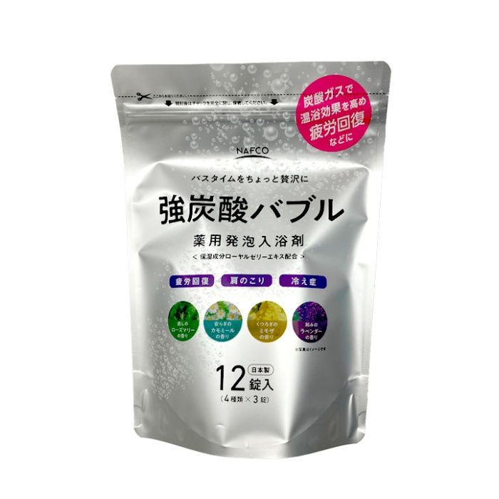 [特長]：■4種類のカラフルな色のお湯とほのかな香りで、身体も心もリラックス感につつまれます。・癒しのローズマリーの香り・安らぎのカモミールの香り・くつろぎのミモザの香り・和みのラベンダーの香り■発泡した炭酸ガスがお湯に溶け込んだ薬用入浴剤...