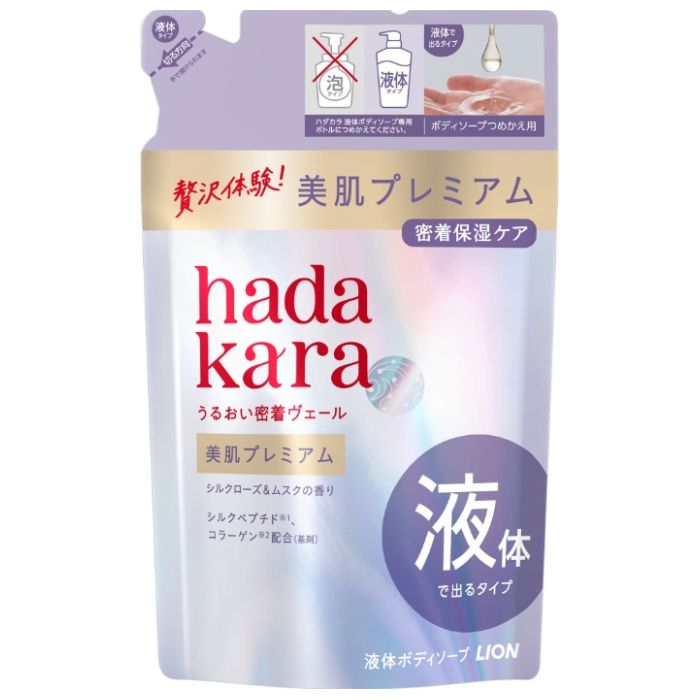 [特長]：■シルクペプチドとコラーゲンのWペプチド成分を配合。■すすぎ時に、保湿成分が肌に密着しやすいヴェールに変化する「うるおい密着ヴェール処方」。お風呂あがりも全身に保湿成分がとどまり、洗うたび、なめらかでハリのある肌へ。■天然アロマオ...
