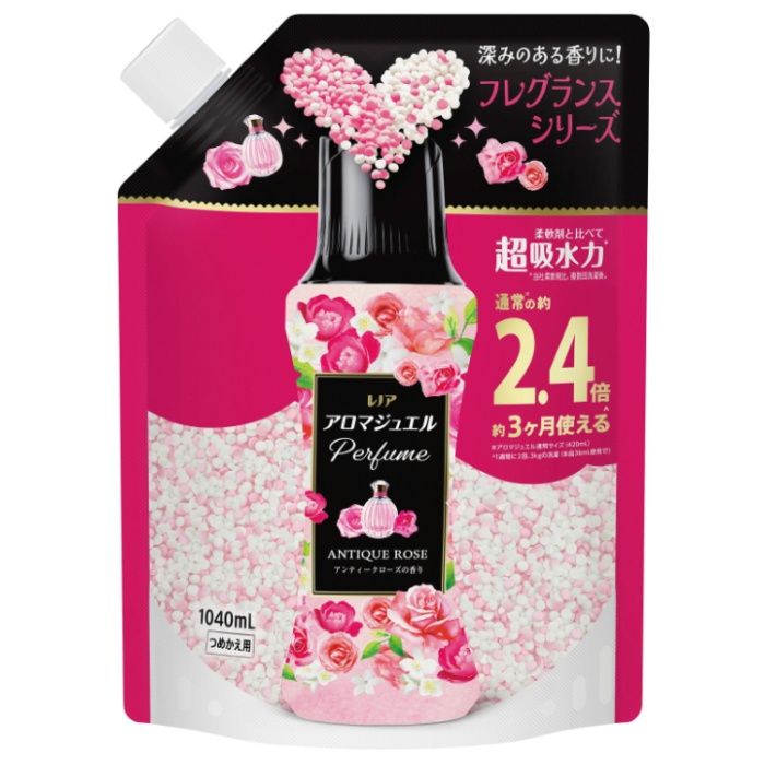 [特長]：■2色の香水ビーズが重なり合い、上質で深みのある香りへ。柔軟剤より上質なフレグランスが香水よりやさしく長く続く。■柔軟剤と比べて、超吸水力。（※当社柔軟剤比。複数回洗濯後。）■使い方は洗濯のはじめに、洗濯槽に入れた洋服の上に直接入...