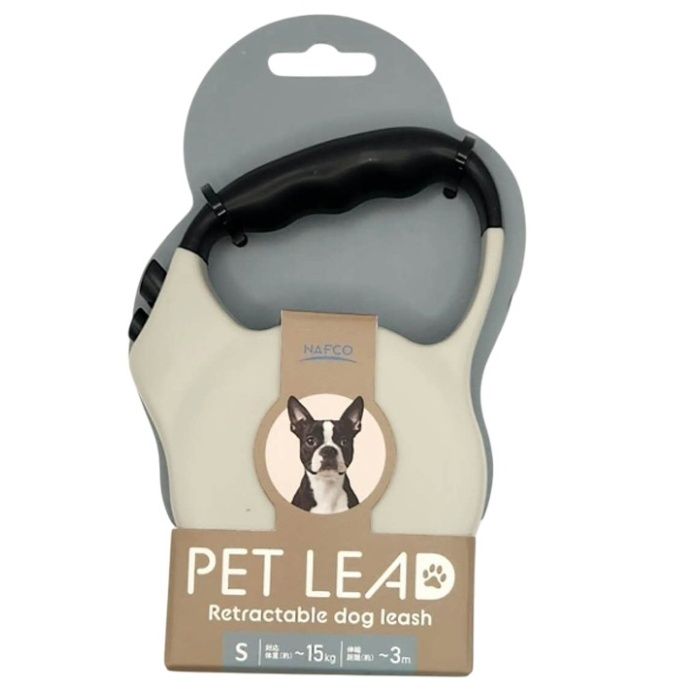 [用途]：■小型犬用（Sサイズ）の散歩用伸縮リード。■約3mまで伸縮し、愛犬の行動範囲を確保しながら安全にコントロールできます。■対応体重：約15kgまで。日常の散歩や外出時に便利です。[仕様]：■商品サイズ：約3m（伸縮距離）■1個重量：...