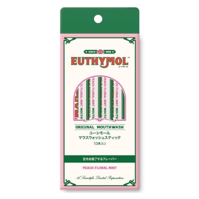 [特長]：■「EUTHYMOL（ユーシモール）」は口腔ケアブランドとして長く愛されてきたオーラルケアブランド。■スティックタイプだから、どこにでも持ち運べて気になる時にサッと使える。■ピーチフローラルミントの香りでお口も爽やかにリフレッシュ。