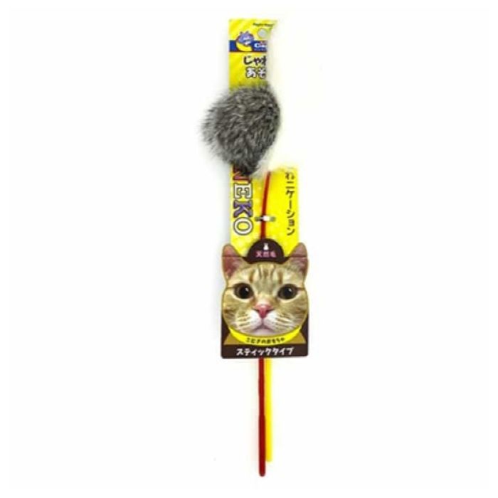 [特徴]：■生きている様な動きが出せる、じゃらしタイプの愛猫用おもちゃ。■全長約25cmの棒をうまく動作する度にそれらが楽しく動くおもちゃ。■天然毛を使用しているので猫ちゃんが非常によく遊ぶ。[原産国]：■中華人民共和国