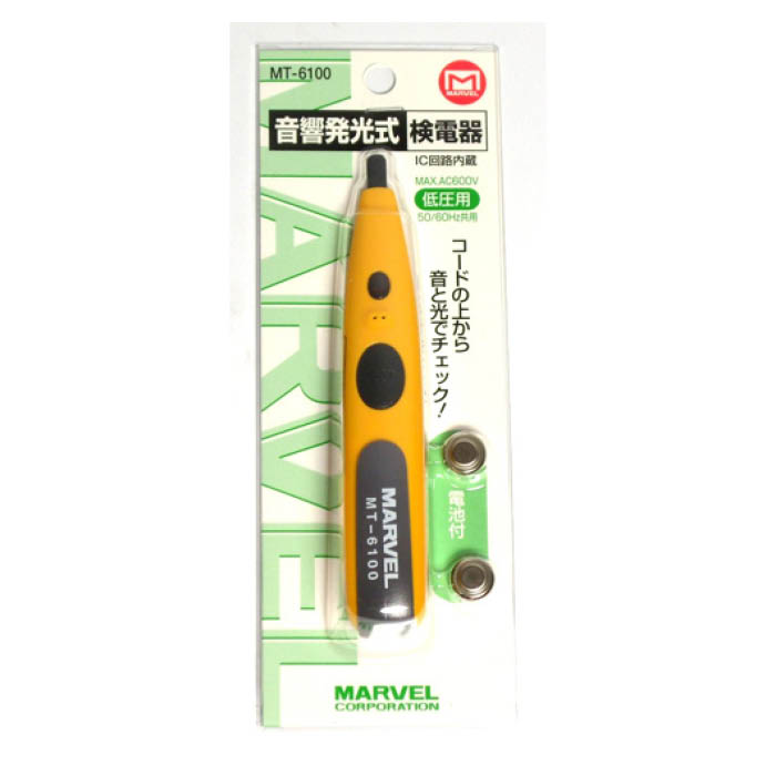 サイズ（長さ×幅×厚み）：130×22×24.5mm質量：22g低圧用：AC50~600V（50／60Hz共用）発光動作表示：赤色断続白光8000Lxの明るさの中で確認可能発音動作表示：断続音、30?離れて50dB以上使用電池：アルカリボタ...